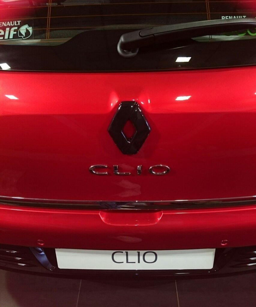 GLOSS BLACK badge logo COVERS for Renault Clio 4 2016-2019 front and ...